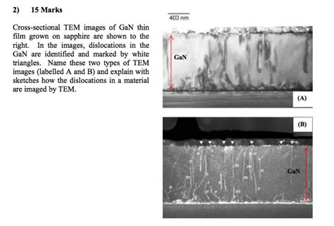Solved Cross Sectional TEM Images Of GaN Thin Film Grown On Chegg