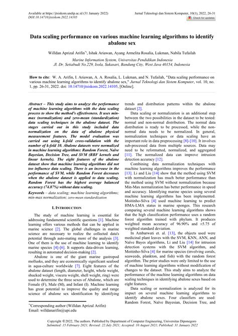 pdf data scaling performance on various machine learning algorithms to identify abalone sex