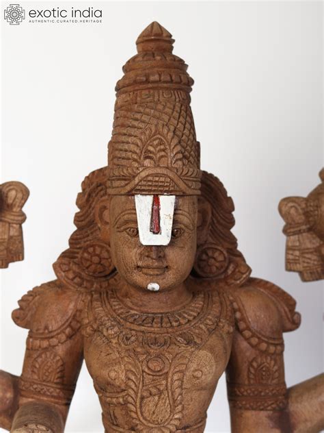 29 Standing Lord Tirupati Balaji Venkateshvara Vengai Wood Statue