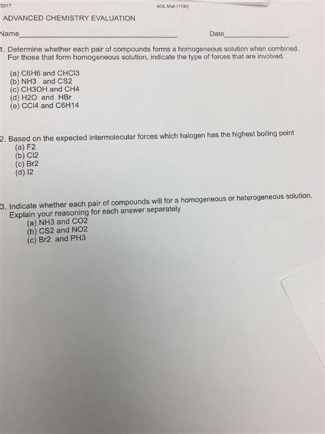 solved determine whether each pair of compounds forms a