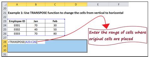 excel transpose function javatpoint