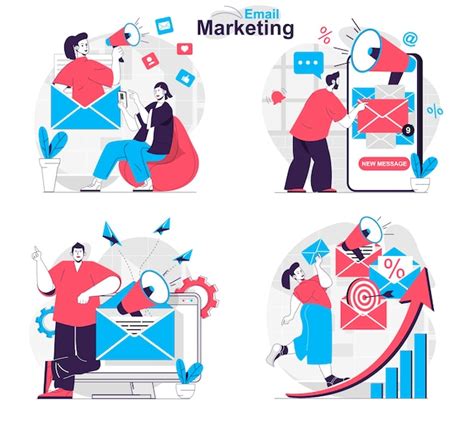 Premium Vector Email Marketing Concept Set Advertising Mailings To