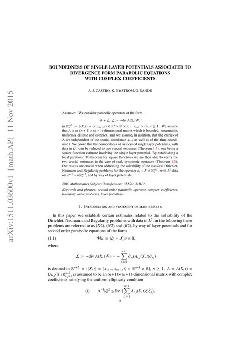 pdf boundedness of single layer potentials associated to divergence form parabolic equations