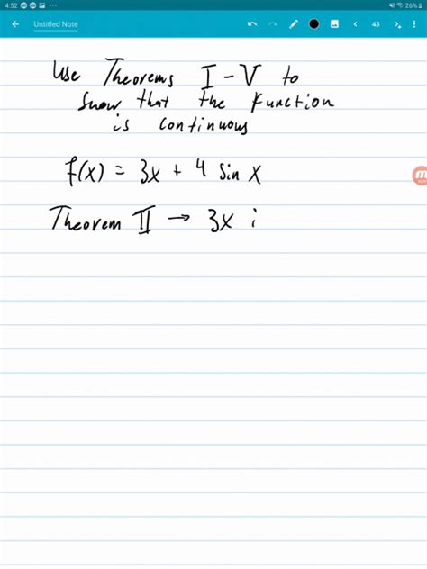 solved use theorems i 5 to show that the function is continuous f x 3 x 4 sinx