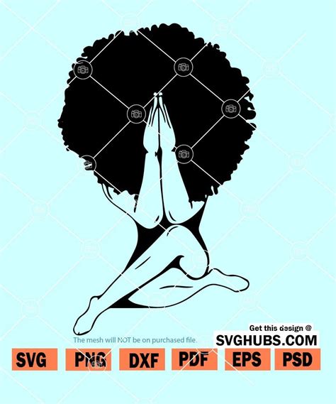 Afro Woman Praying SVG Black Woman Praying SVG Afro Praying SVG