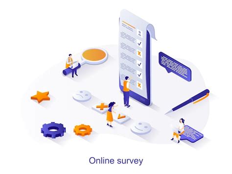 Premium Vector Online Survey Isometric Web Concept People Tick