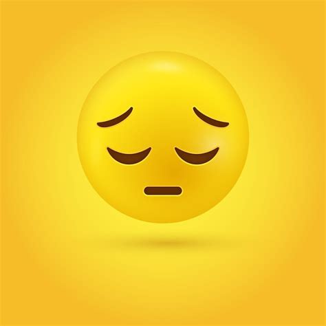 Rosto De Emoji Pensativo E Triste Ou Emoticon 3D Decepcionado Vetor