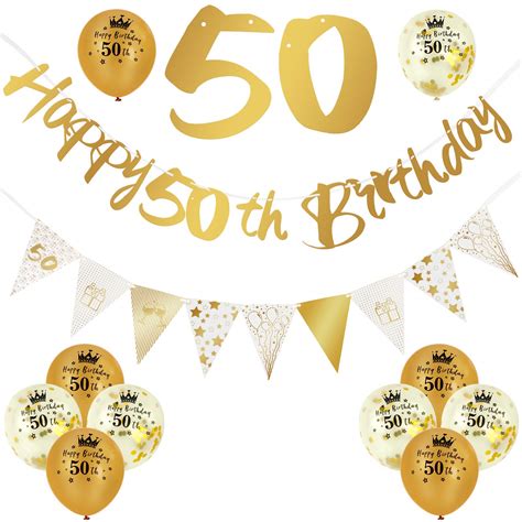 Buy Adxco Pieces Th Birthday Decorations Kit Include Gold Happy