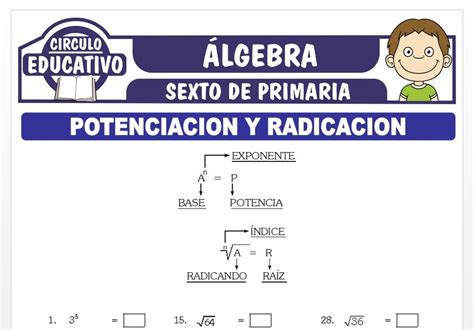 Potenciaci N Y Radicaci N Para Sexto De Primaria Fichas Gratis