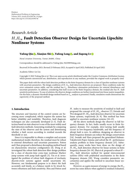 pdf h− l∞ fault detection observer design for uncertain lipschitz nonlinear systems