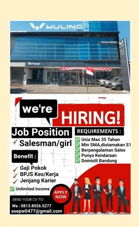 Lowongan Kerja Salesman Salesgirl Di PT Kumala Cemerlang Abadi
