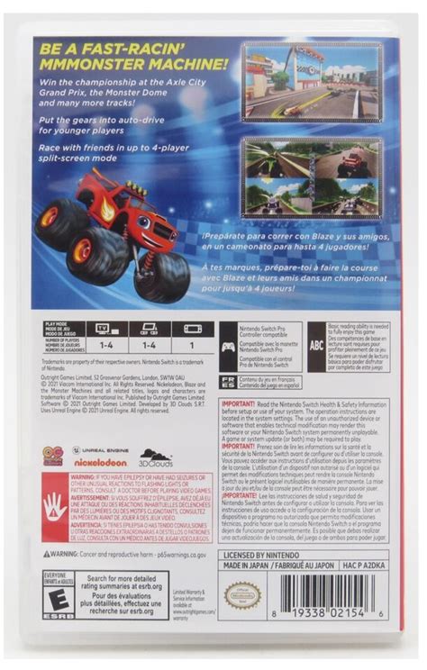 Blaze And The Monster Machines Axle City Racers Nintendo Switch New