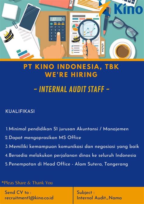 DATA KULIAH Lowongan Kerja Februari 2022 Internal Audit Staff PT Kino