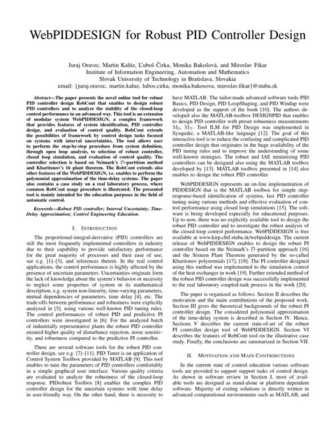 pdf webpiddesign for robust pid controller design