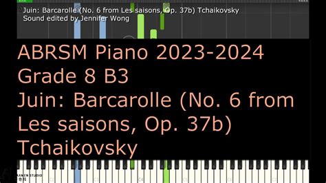 Abrsm Piano Grade B Juin Barcarolle No From Les