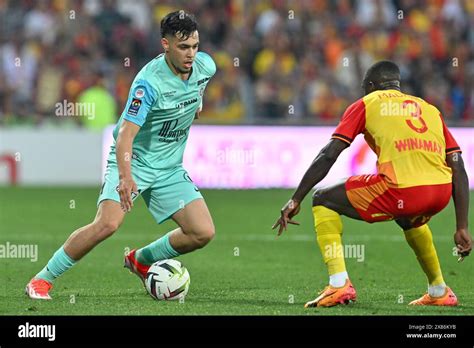 Othmane Maamma 42 Of Montpellier Pictured In A Duel With Deiver