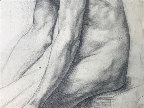 Academic Drawing Naked Man From Behind René Hubert Etsy Canada