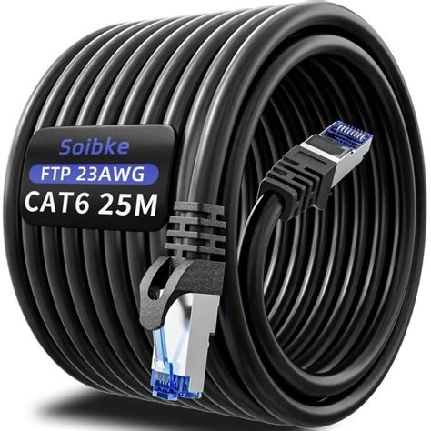 Cable Ethernet 25m Cable RJ45 25m CAT6 Blindé FTP Cable Réseau Haut