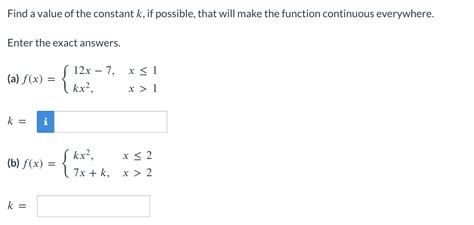 solved find a value of the constant k if possible that