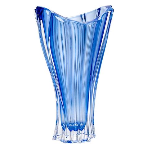 Buy Czech Bohemian Crystal Glass Vase 12 Height Blue Vintage European
