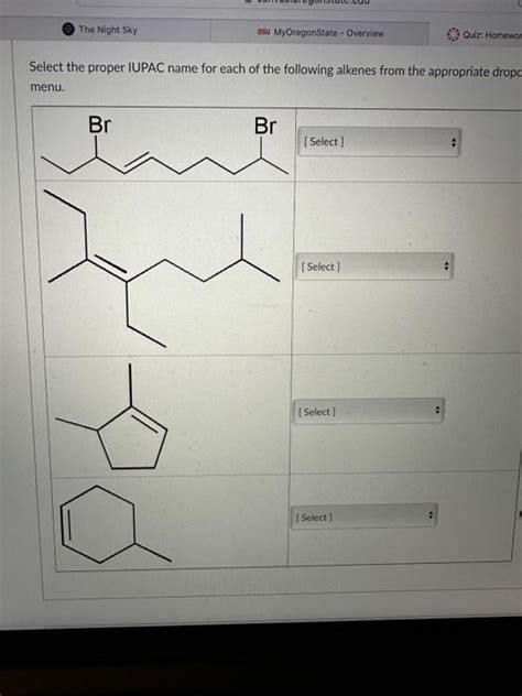 Solved Select The Proper IUPAC Name For Each Of The Chegg