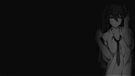 デスクトップ壁紙 選択着色 暗い背景 黒い背景 単純な背景 アニメの女の子 1920x1080 AlbinonnR