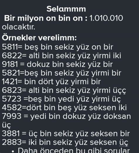 bir milyon on bin on nasıl yazılır Eodev