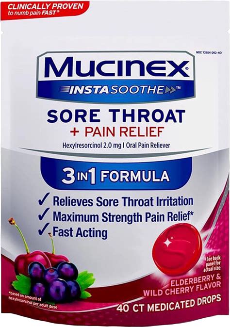 2 MUCINEX Instasoothe Sore Throat Pain Relief Lozenges Elderberry