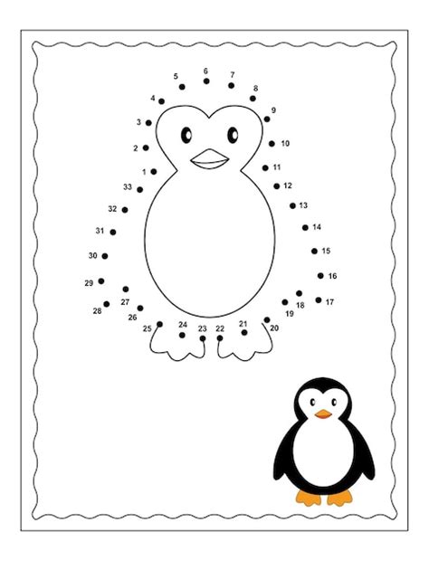 Conecte los puntos y dibuje un lindo juego educativo de pingüinos de