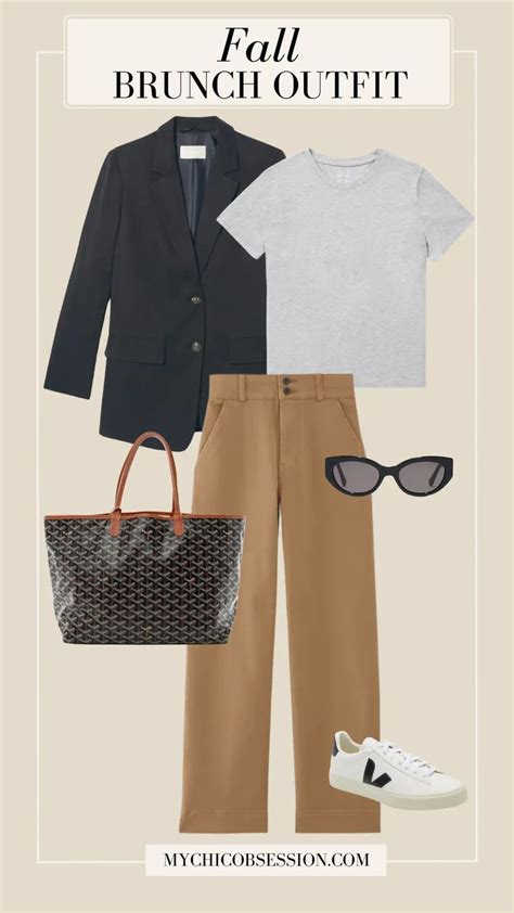 Classy Chic Fall Brunch Outfit With A Blazer Basic Tee Tote Bag