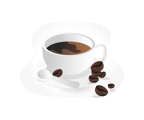 Una Taza Y Granos De Cafe Vector Premium