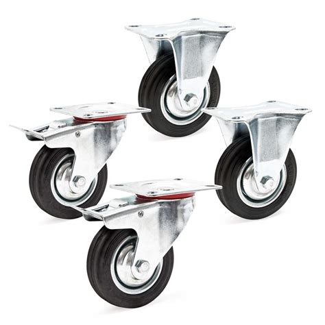 Kit Roulettes Mm Kg Roue X Pivotantes Double Arr T X Fixes