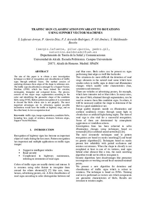 pdf traffic sign classification invariant to rotations using support vector machines pedro