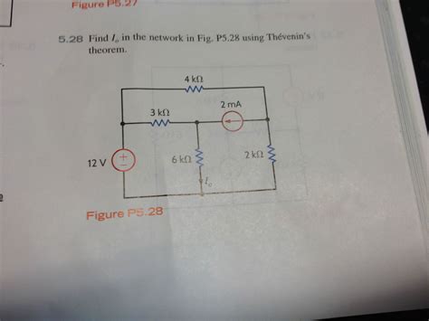 solved find io in the network in fig p5 28 using thevenins