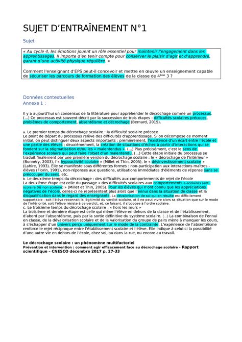 Sujet dentraînement n1 SUJET DENTRAÎNEMENT N Sujet Au cycle 4