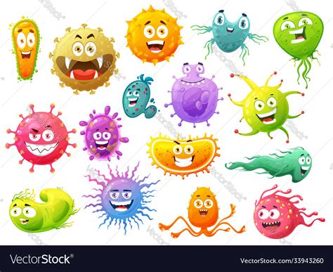 Cartoon Virus Characters Bacteria Germ Monster Vector Image
