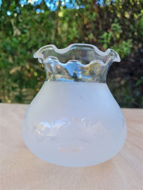 Abat Jour Tulipe En Verre D Poli Ouverture Cm Vintage Transparent
