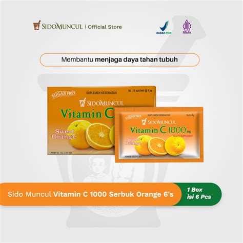 Jual Sido Muncul Vitamin C 1000 Serbuk Orange 6 S Jaga Daya Tahan