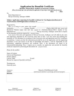 Application For Migration Certificate M C Regular Doc Template