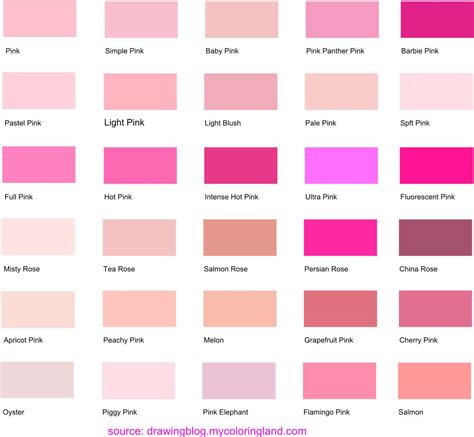 Shades Of Pink Longest List Of 250 Pink Shades With HEX And RGB