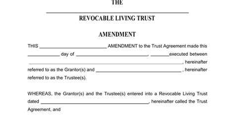 Trust Amendment Form Fill Out Printable PDF Forms Online