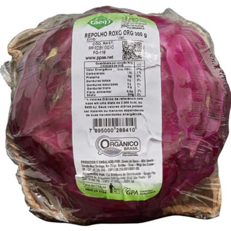Repolho Roxo Orgânico Taeq 300g Pão de Açúcar