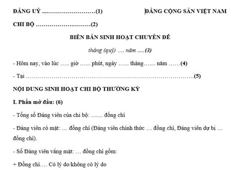 Mẫu biên bản họp chi bộ mới nhất hiện nay