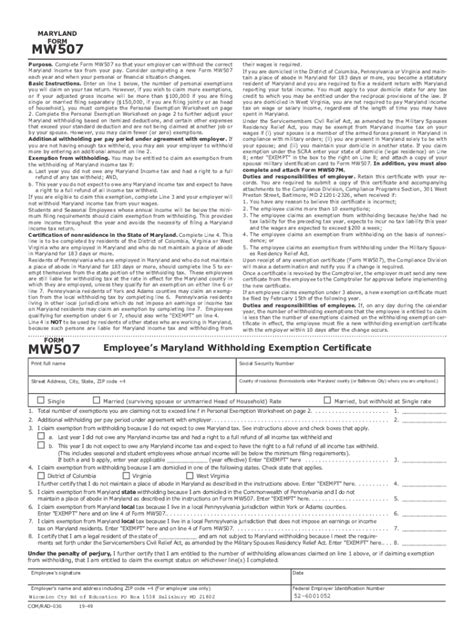 Fillable Online How To Fill Out Maryland Withholding Form Mw In