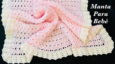 Manta para bebé a crochet paso a paso FÁCIL con punto nuevo de abanicos