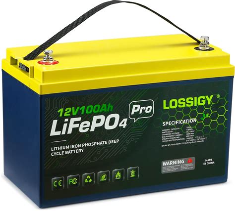 LOSSIGY Batería de litio de 12 V 100 Ah Lifepo4 batería de ciclo