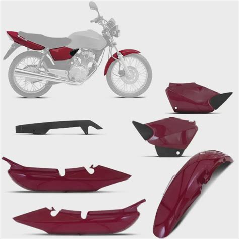 Kit Carenagem Titan 125 2000 A 2004 Fan 125 2006 Vermelho Submarino