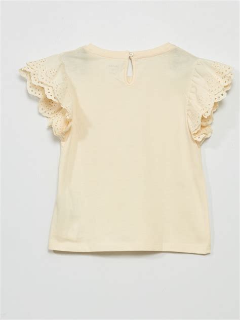 T shirt en jersey avec manches brodées Blanc Kiabi 3 20