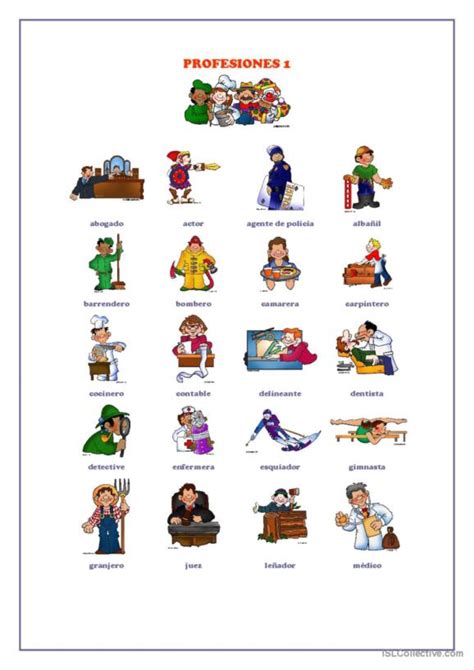 46 Profesiones Español ELE hojas de trabajo pdf doc