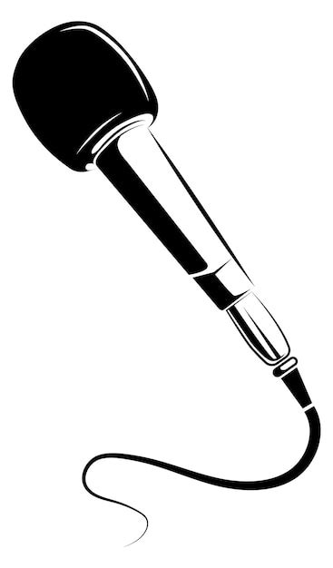 Icono de micrófono dispositivo de audio negro signo de karaoke Vector